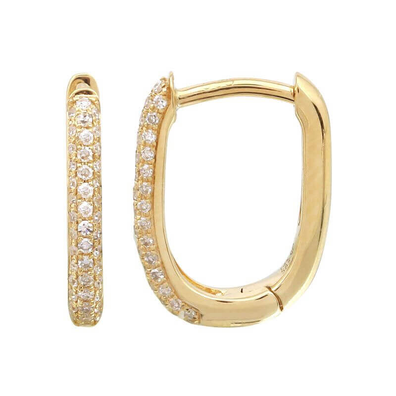 Micro Pave 3-Row Diamond U Huggies in 14K Gold | Izakov Fine Jewelry