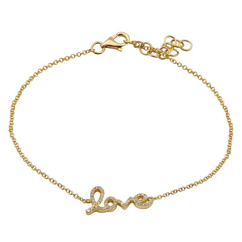 Love Script Diamond Bracelet in 14K Gold | Izakov Fine Jewelry