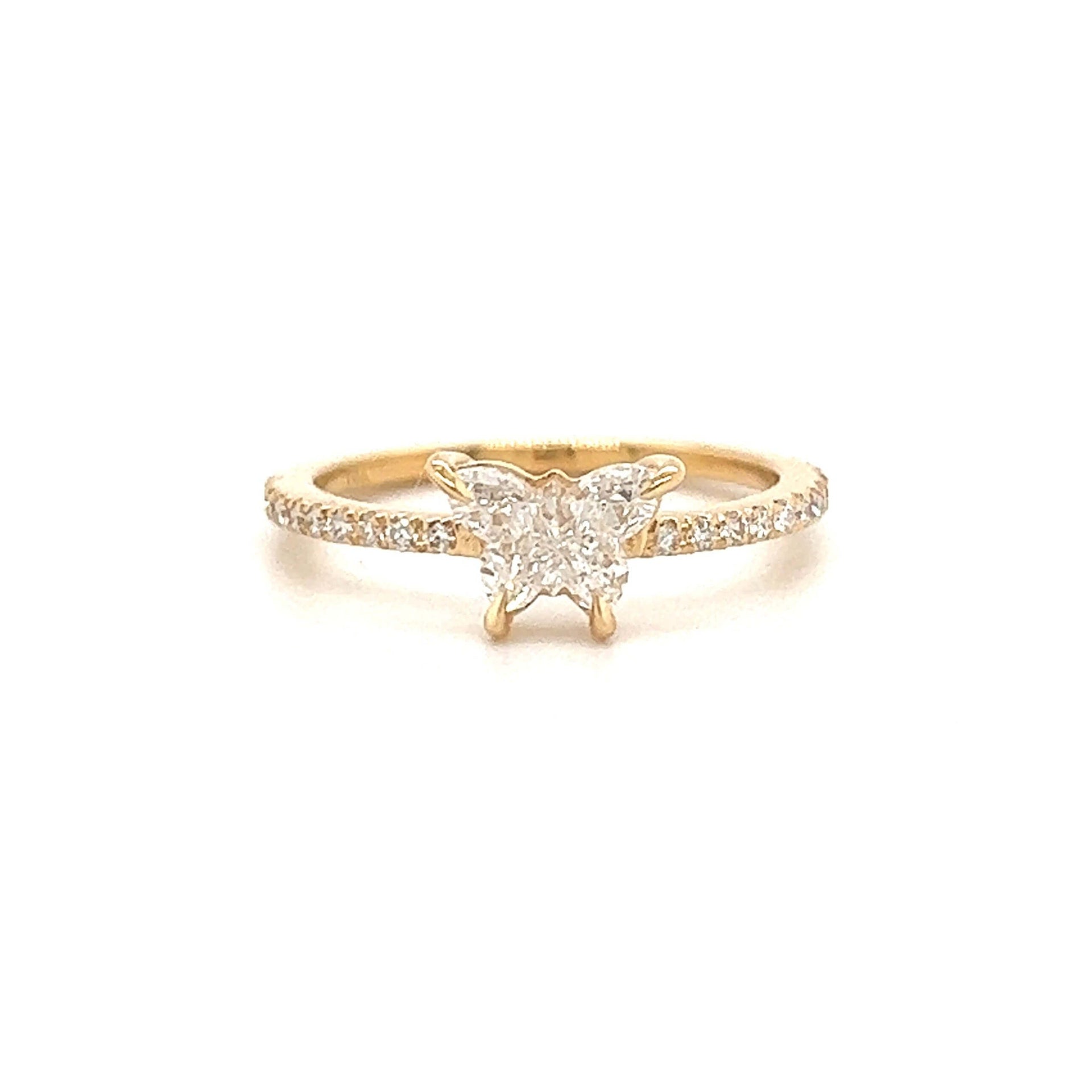 Solid Butterfly Shaped Diamond Pave Ring in 14K Gold | Izakov Fine ...